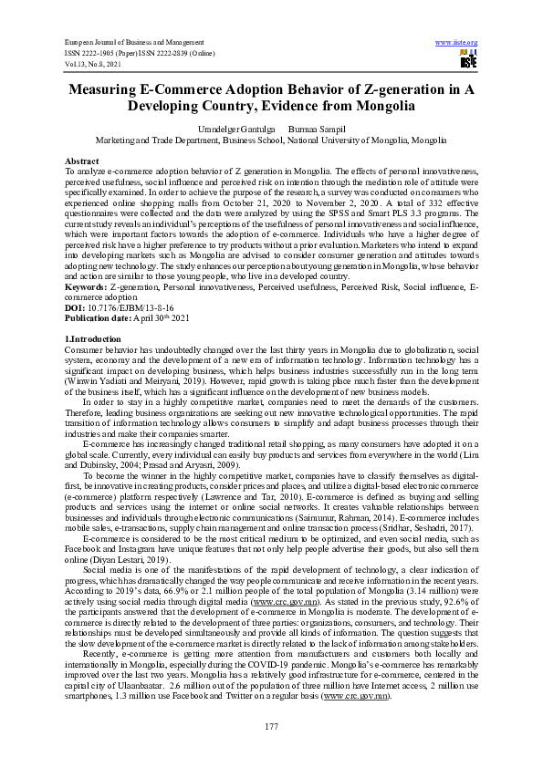 (PDF) Measuring E-Commerce Adoption Behavior of Z-generation in A ...