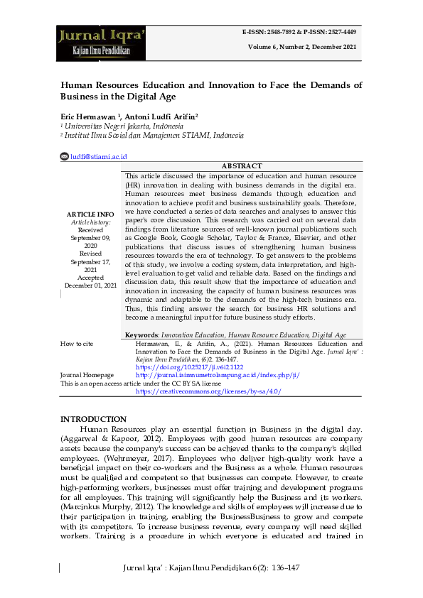 (PDF) Human Resources Education and Innovation to face the demands of ...