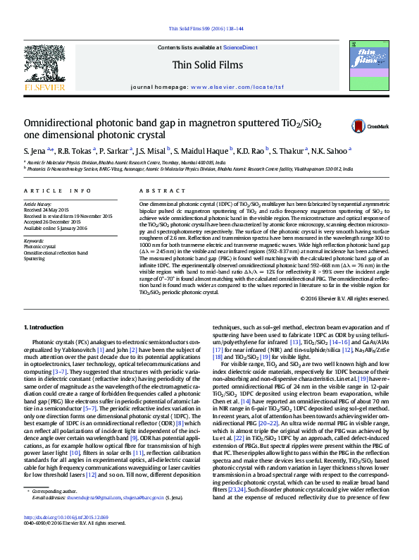 (PDF) Omnidirectional photonic band gap in magnetron sputtered TiO2 ...