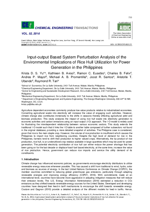 (PDF) Input-output Based System Perturbation Analysis of the Environmental Implications of Rice ...