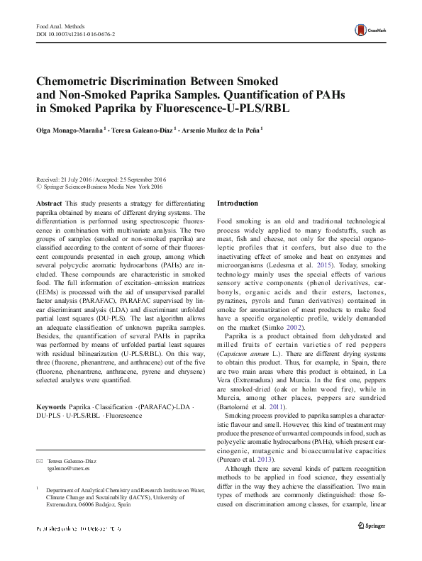 (PDF) Chemometric Discrimination Between Smoked and Non-Smoked Paprika ...