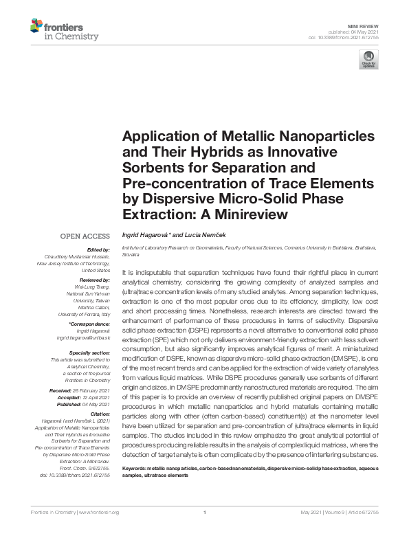 Application of Metallic Nanoparticles and Their Hybrids as Innovative ...