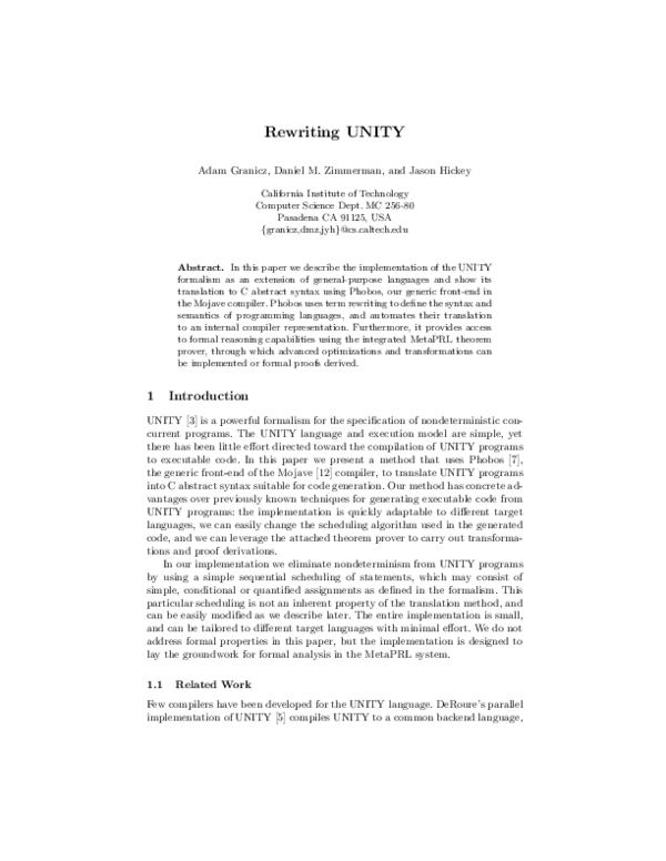(PDF) Rewriting UNITY