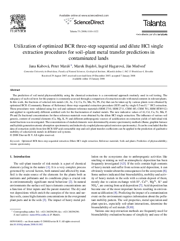 Pdf Utilization Of Optimized Bcr Three Step Sequential And Dilute Hcl