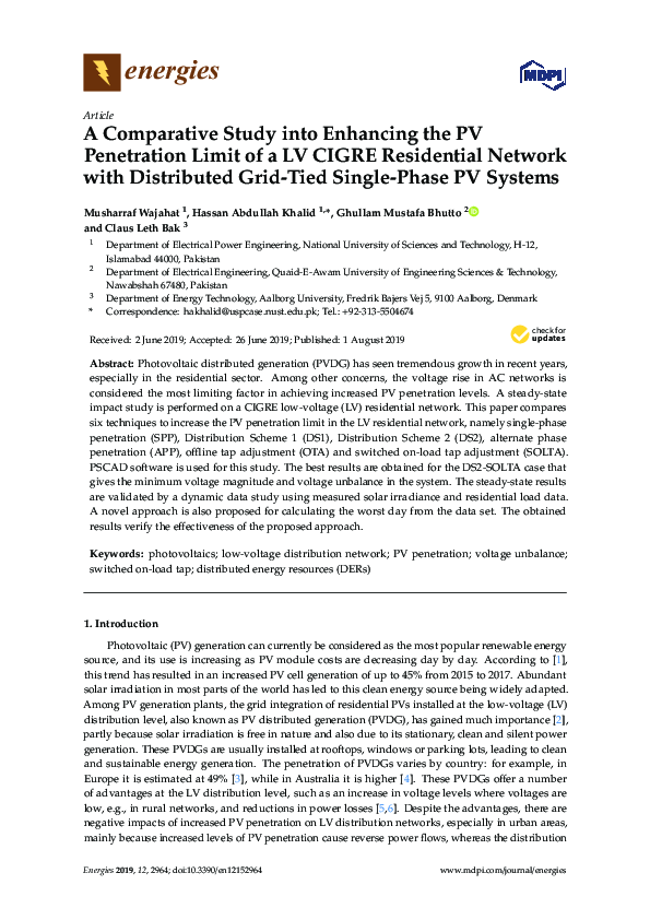 (PDF) A Comparative Study into Enhancing the PV Penetration Limit of a LV CIGRE Residential ...