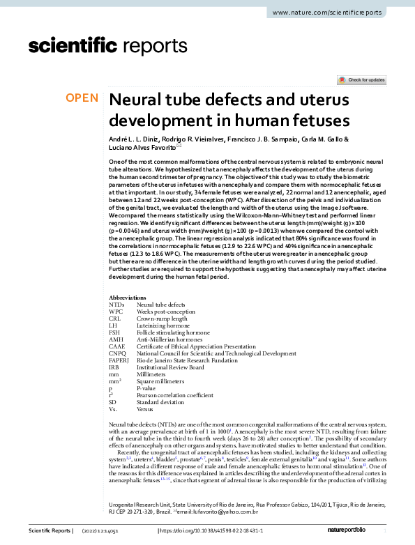 (PDF) Neural tube defects and uterus development in human fetuses ...