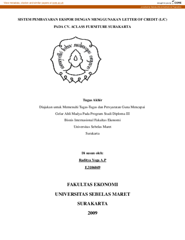 (PDF) Sistem Pembayaran Ekspor Dengan Menggunakan Letter of Credit (L/C ...