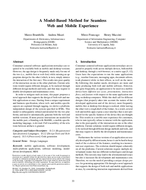 (PDF) A model-based method for seamless web and mobile experience