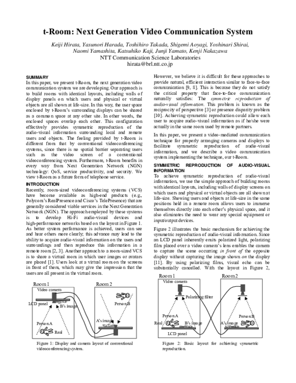 (PDF) t-Room: Next Generation Video Communication System