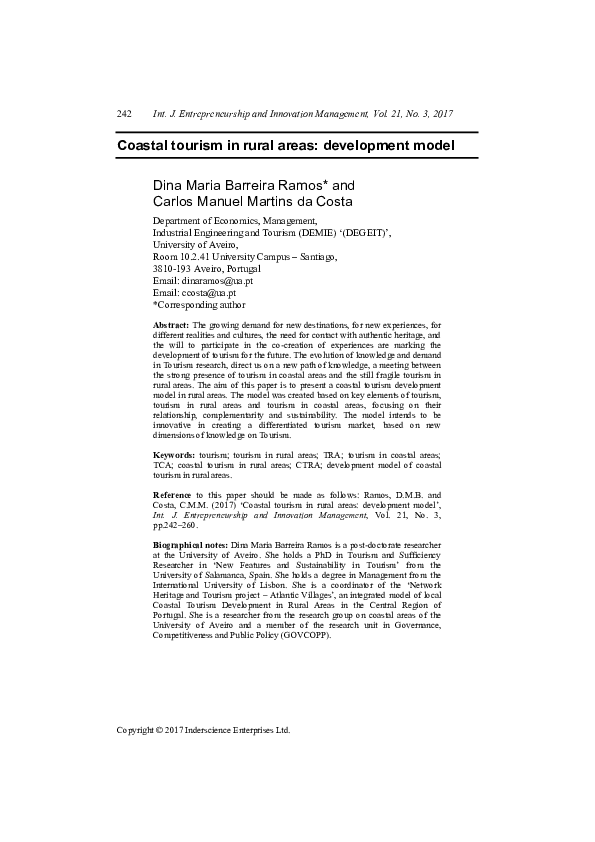 (PDF) Coastal tourism in rural areas: development model