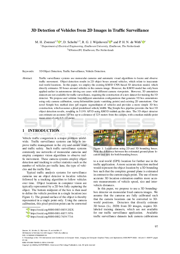 Pdf 3d Detection Of Vehicles From 2d Images In Traffic Surveillance