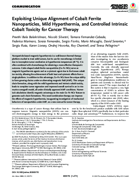 (PDF) Exploiting Unique Alignment of Cobalt Ferrite Nanoparticles, Mild ...