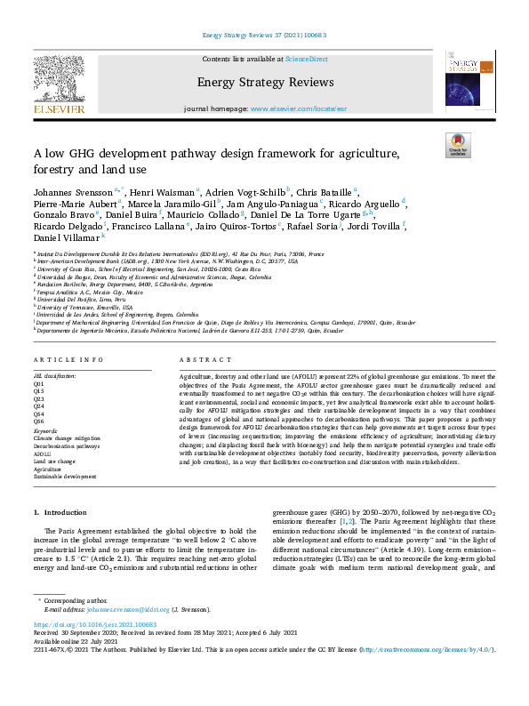 (PDF) A low GHG development pathway design framework for agriculture ...