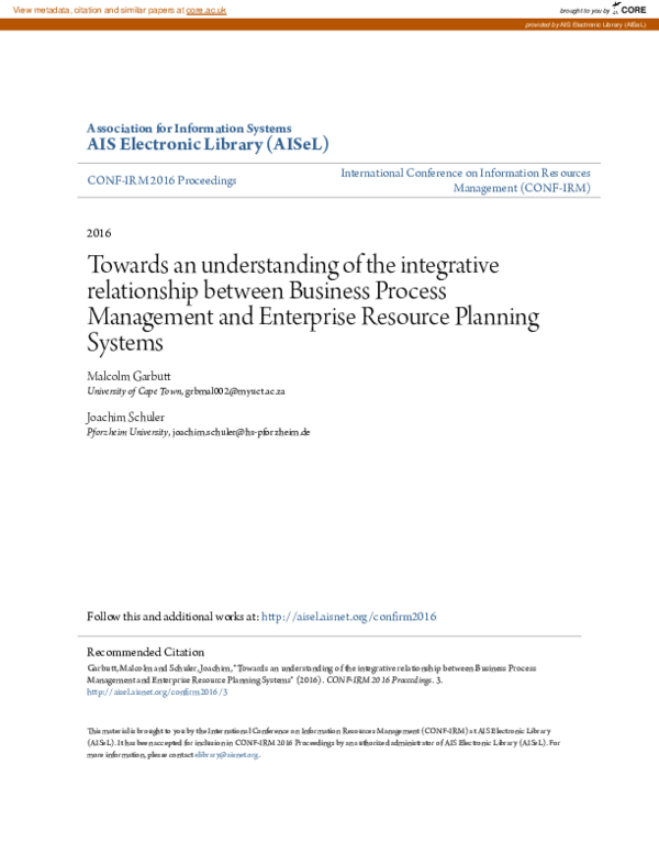 (PDF) Towards an understanding of the integrative relationship between Business Process ...