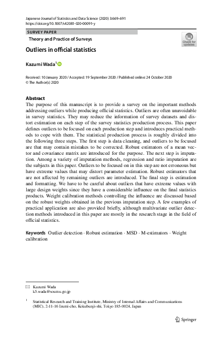 (PDF) Outliers in official statistics