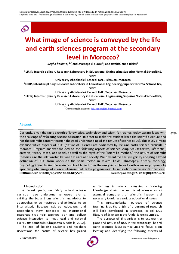 (PDF) What image of science is conveyed by the life and earth sciences ...