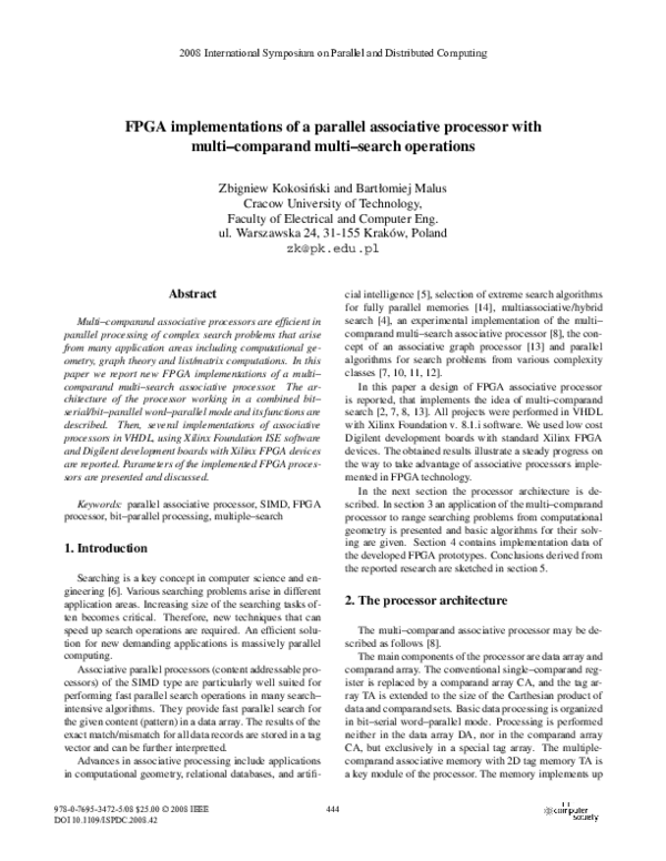 (PDF) FPGA Multi-Comparand Associative Processor