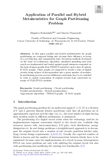 Pdf Application Of Parallel And Hybrid Metaheuristics For Graph Partitioning Problem 8627