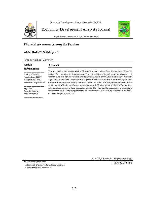 (PDF) Financial Awareness Among the Teachers