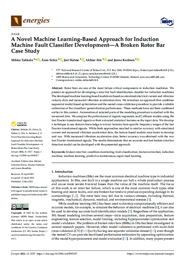 Pdf A Novel Machine Learning Based Approach For Induction Machine Fault Classifier Development