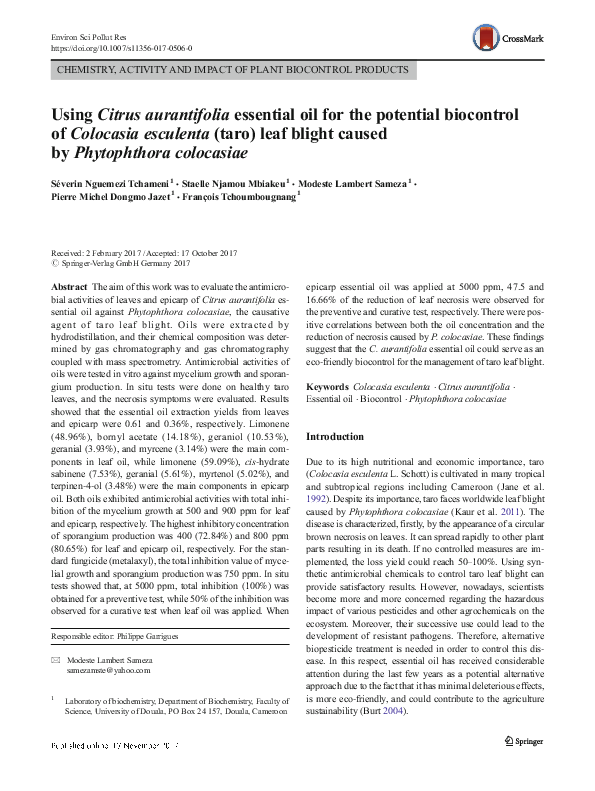 (PDF) Using Citrus aurantifolia essential oil for the potential ...