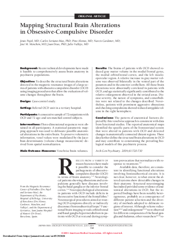 (PDF) Mapping Structural Brain Alterations in Obsessive-Compulsive Disorder