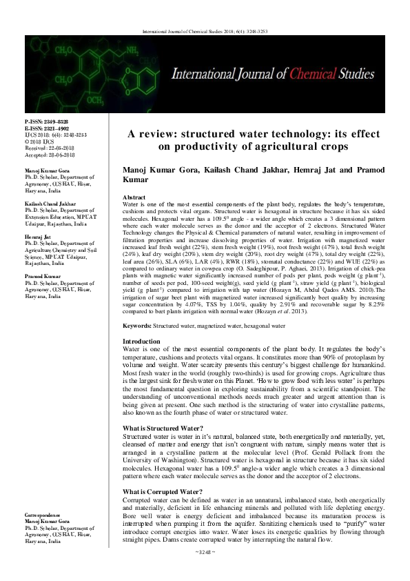 (PDF) A review: structured water technology: its effect on productivity ...