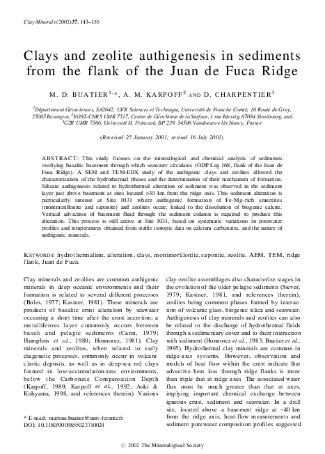 (PDF) Clays and zeolite authigenesis in sediments from the flank of the ...