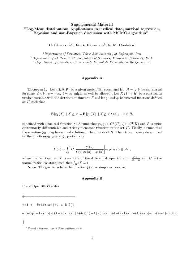 (PDF) Log-mean distribution: applications to medical data, survival ...