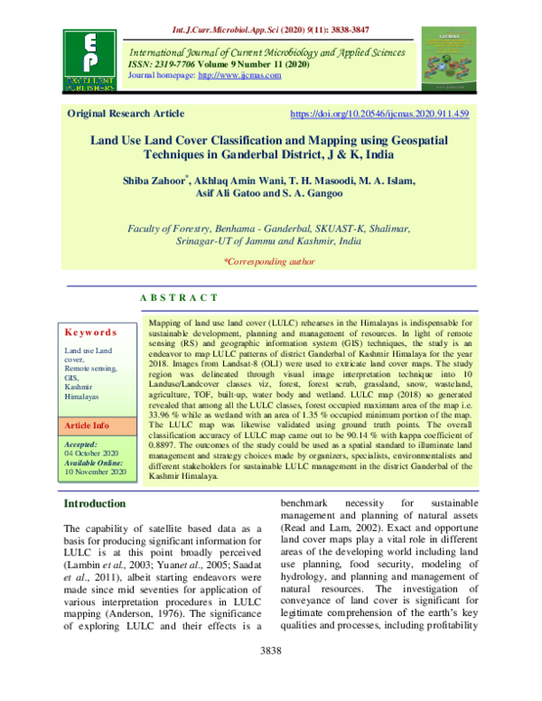 (PDF) Land Use Land Cover Classification and Mapping using Geospatial ...