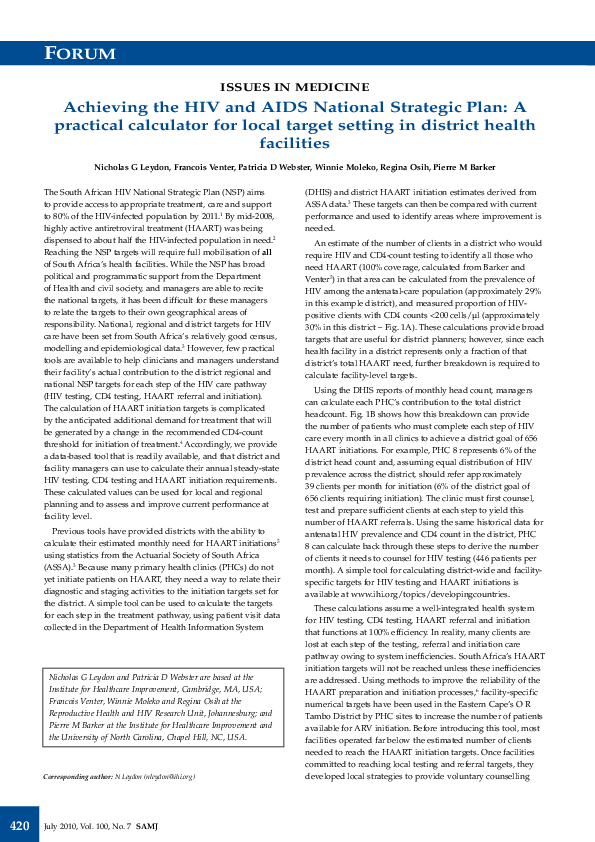 (PDF) Achieving the National Strategic Plan: A practical calculator for ...