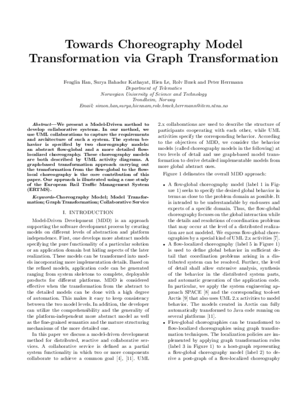 (PDF) Towards choreography model transformation via graph transformation