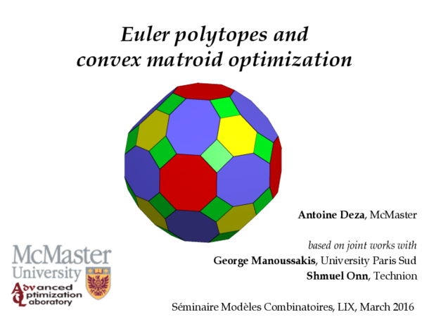 (PDF) Euler Polytopes and Convex Matroid Optimization