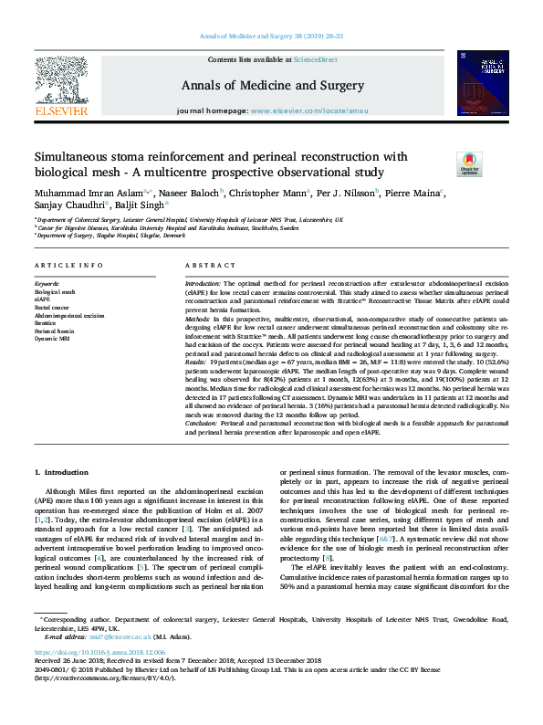 (PDF) Simultaneous stoma reinforcement and perineal reconstruction with ...