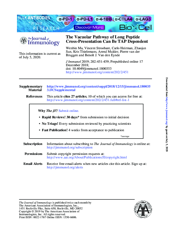 (PDF) TAP-Dependent Vacuolar Pathway for Peptide Presentation