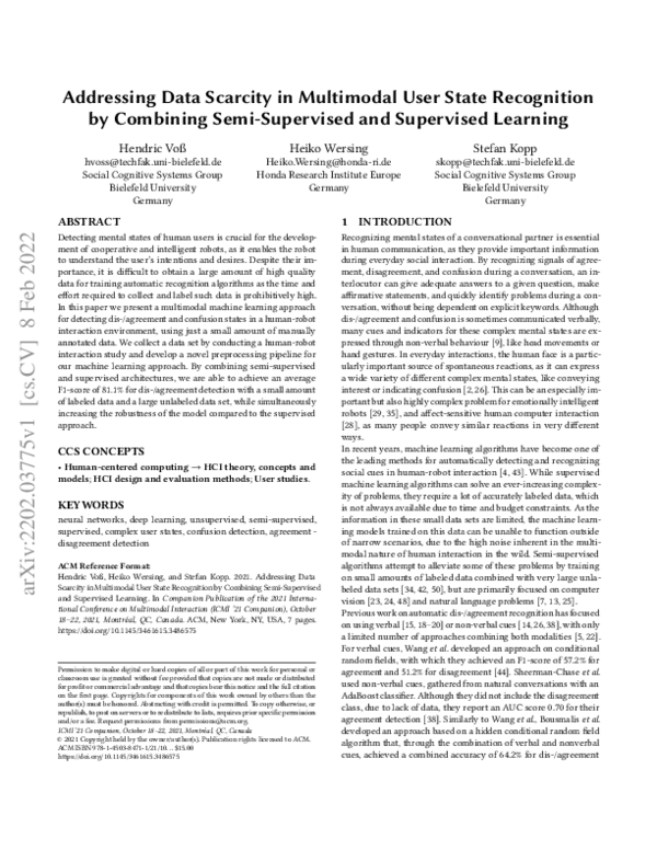 Pdf Addressing Data Scarcity In Multimodal User State Recognition By