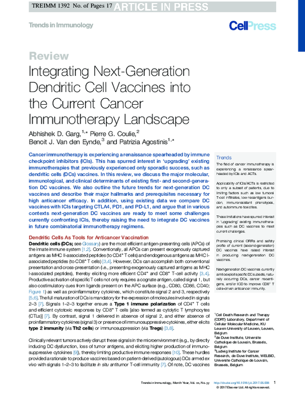 (PDF) Integrating Next-Generation Dendritic Cell Vaccines into the Current Cancer Immunotherapy ...