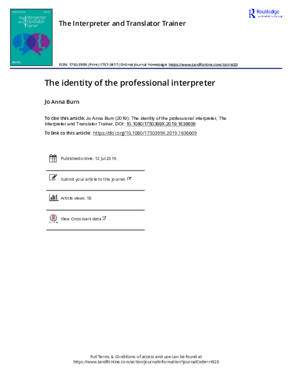 (PDF) The Identity of the Professional Interpreter