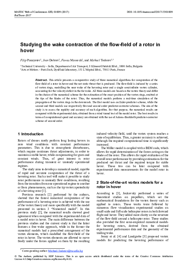 (PDF) Studying the wake contraction of the flow-field of a rotor in hover