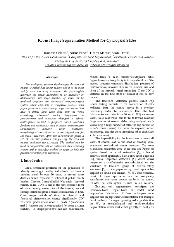 Pdf Robust Image Segmentation Method For Cytological Slides