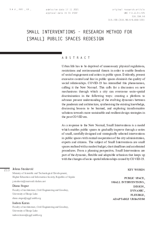 (PDF) Small interventions: Research method for [small] public spaces ...
