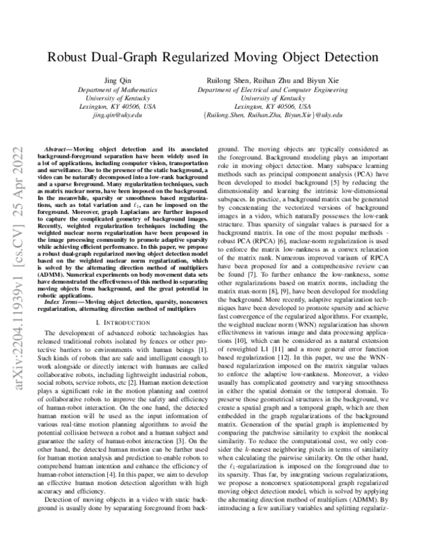 (PDF) Robust Dual-Graph Regularized Moving Object Detection