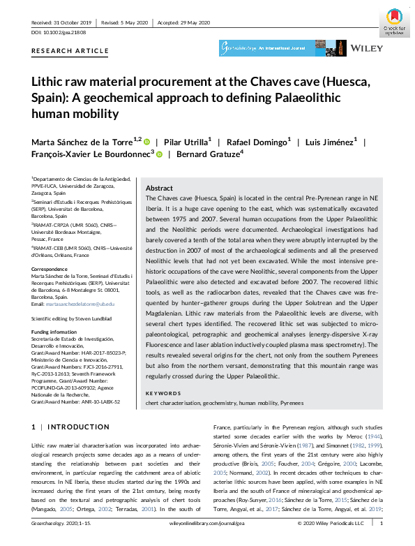 (PDF) Lithic raw material procurement at the Chaves cave (Huesca, Spain ...