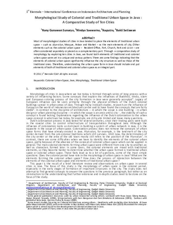 (PDF) Morphological Study of Colonial and Traditional Urban Space in Java :A Comparative Study ...