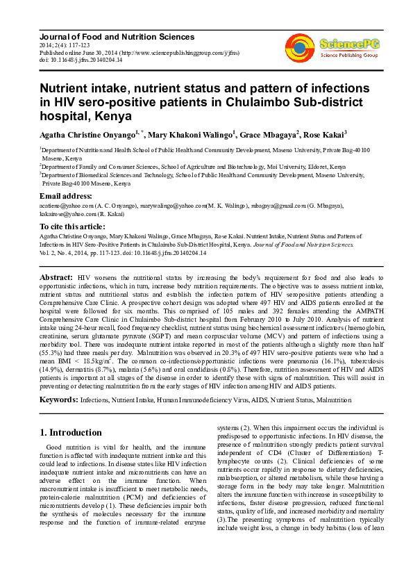 (PDF) Journal of Food and Nutrition Sciences | Rose Kakai - Academia.edu