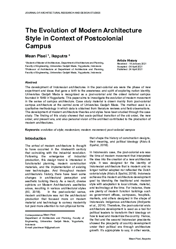 (PDF) The Evolution of Modern Architecture Style in Context of ...