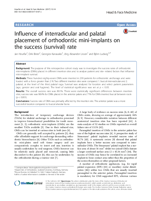 (PDF) Influence of interradicular and palatal placement of orthodontic ...