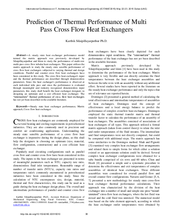 (PDF) Prediction of Thermal Performance of Multi Pass Cross Flow Heat ...