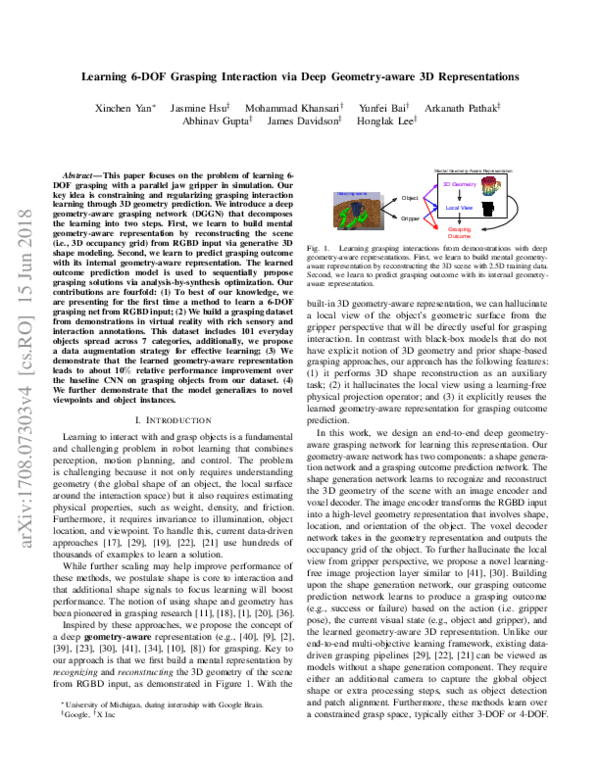 (PDF) Learning 6-DOF Grasping Interaction via Deep Geometry-Aware 3D Representations