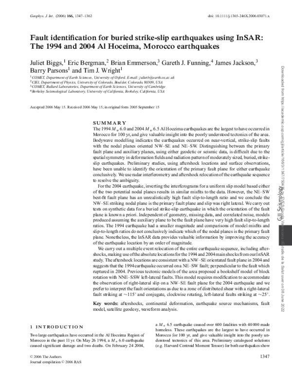 (PDF) Fault identification for buried strike-slip earthquakes using ...